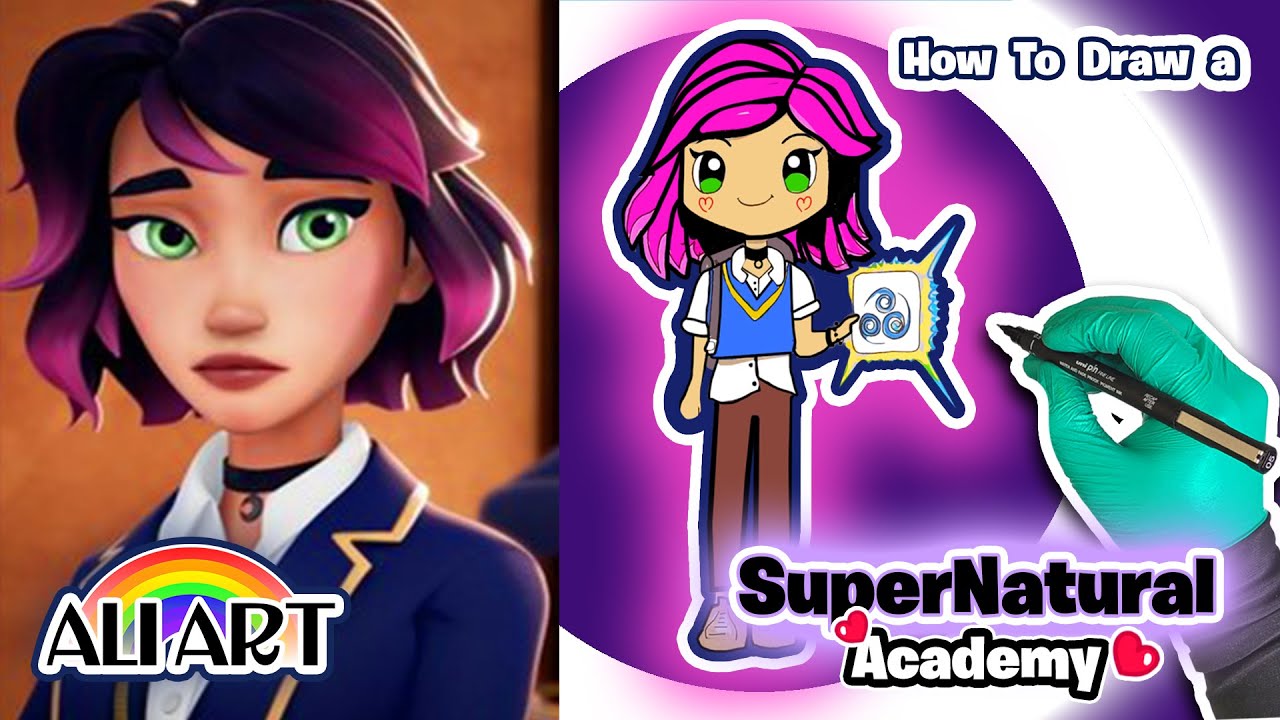How To Draw a Cute Mischa Jackson From Supernatural Academy Step By ...