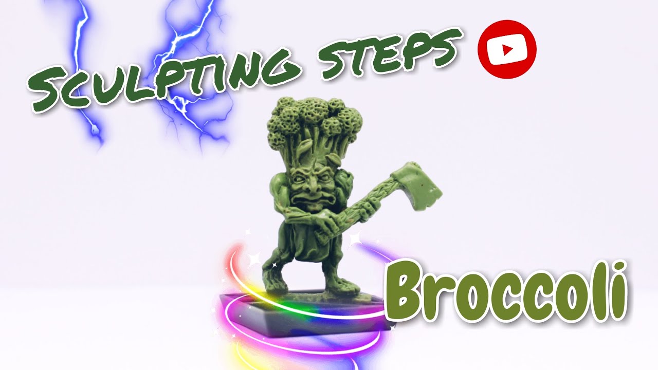 Sculpting steps of a weird broccoli miniature - YouTube