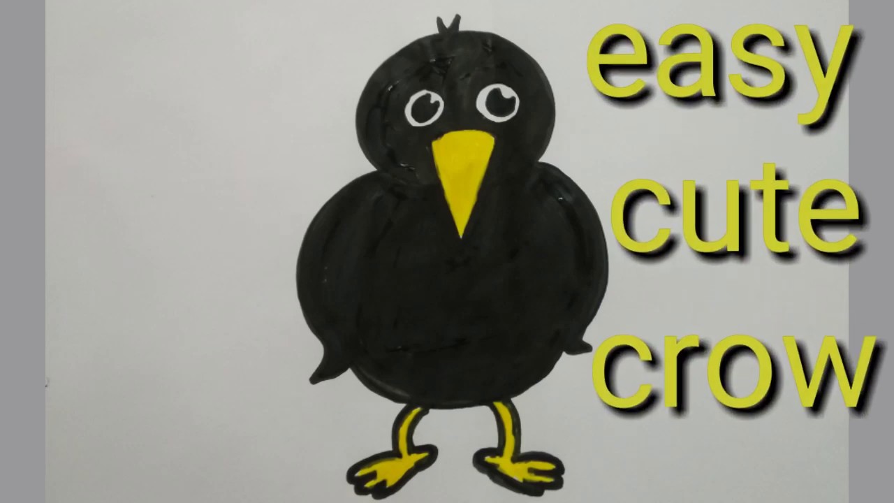 How to draw easy cute crow - YouTube