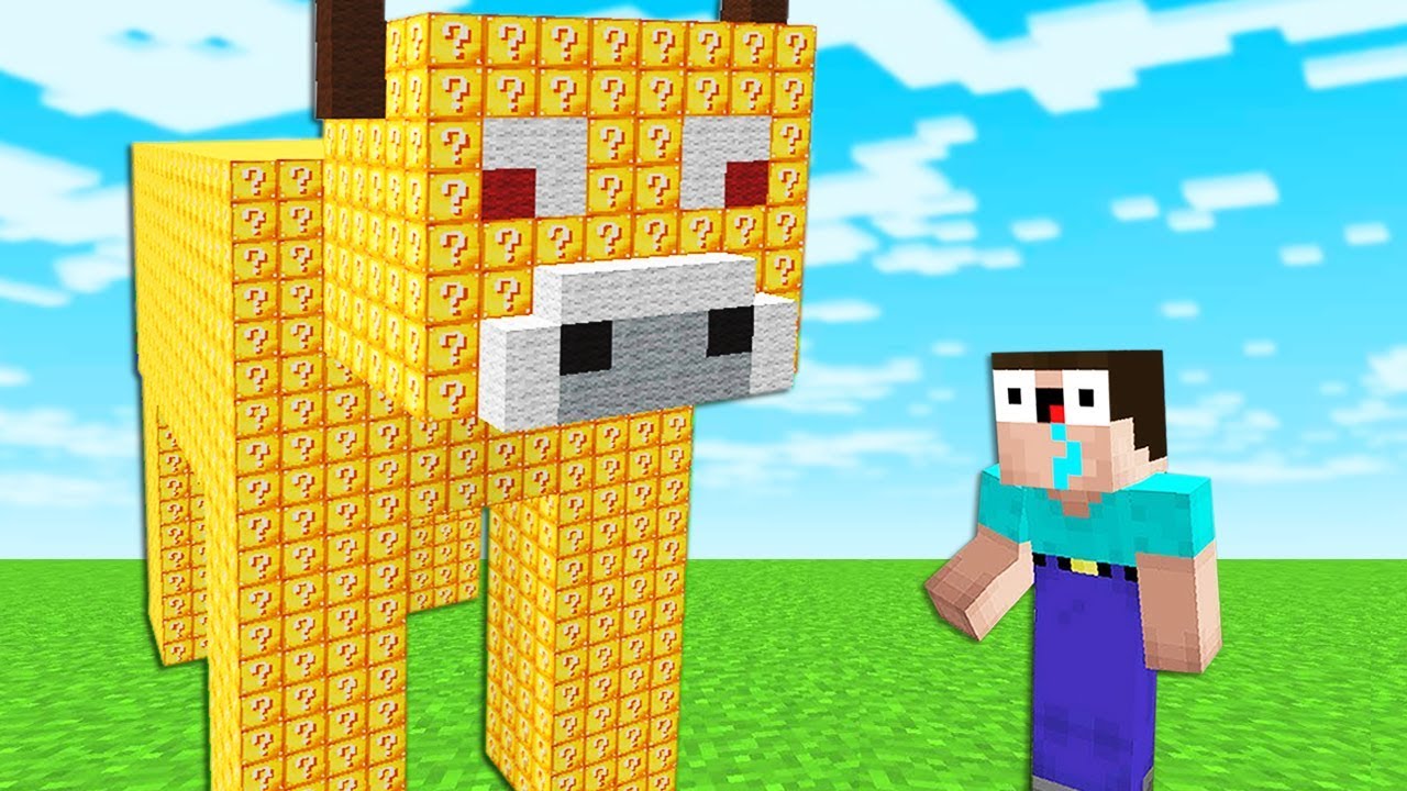 NOOB FOUND GIANT LUCKY BLOCK COW MUTANT in MINECRAFT! - YouTube
