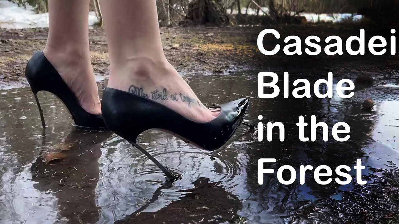 Casadei Blade in the forest, muddy high heels, high heels sinking, high ...