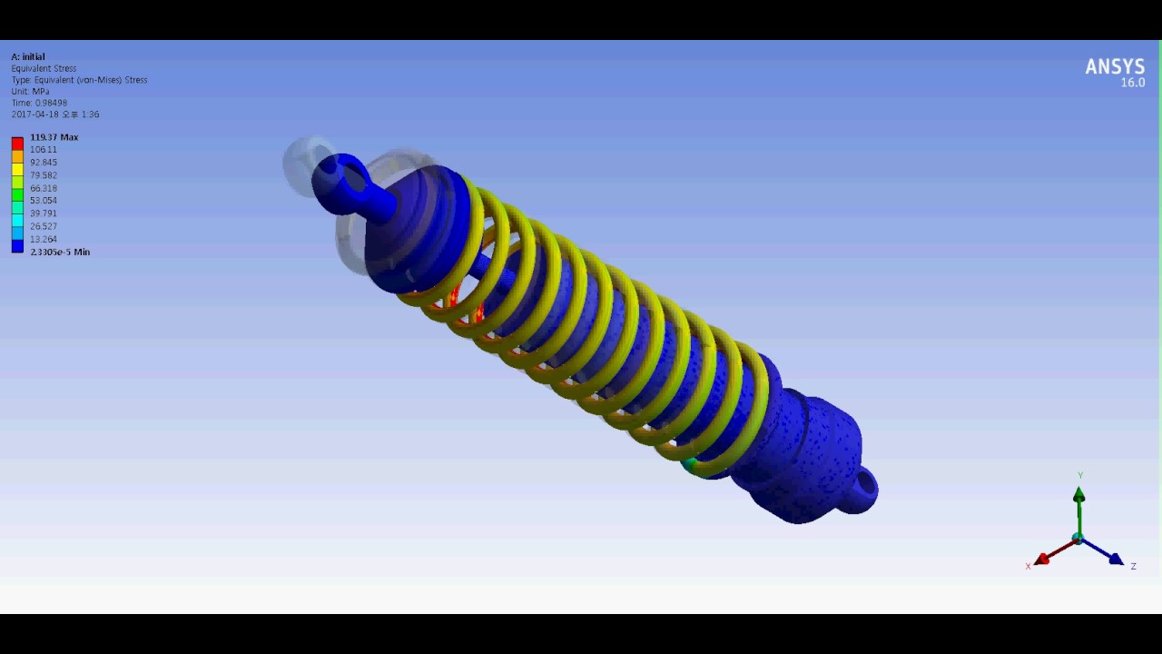 Analysis for Shock Absorber in ANSYS R16 - Assembly - 2 - YouTube