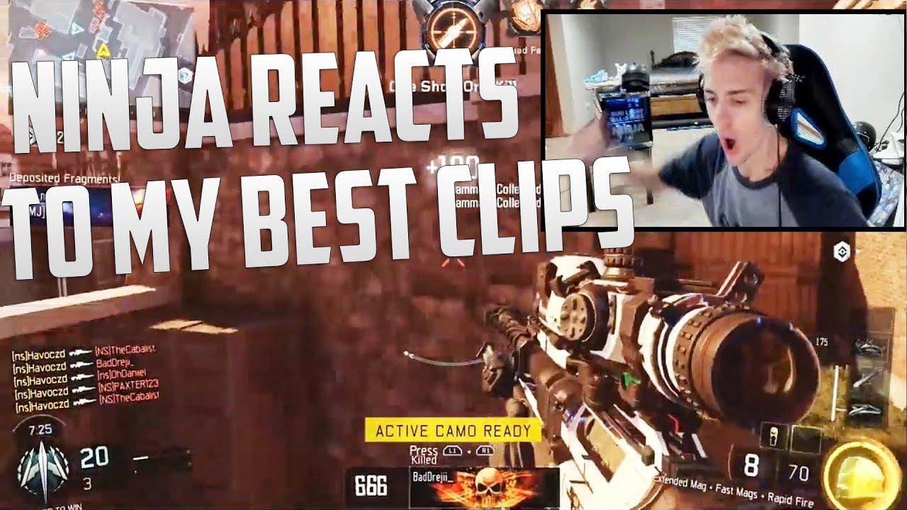 NINJA REACTS TO MY BEST CLIPS! - YouTube