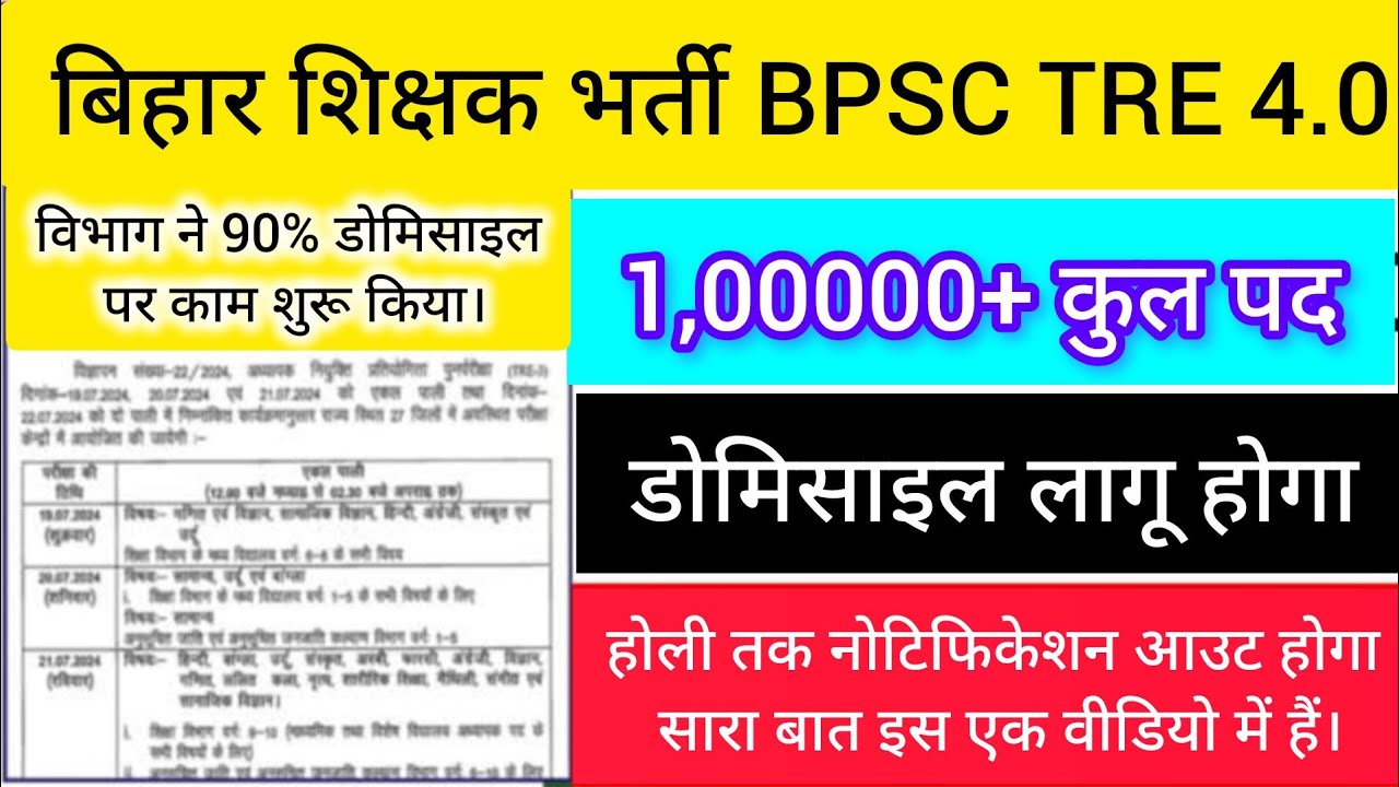BPSC TRE 4 NOTIFICATION OUT|BPSC TRE 4 LATEST NEWS | BPSC TRE DOMICILE ...