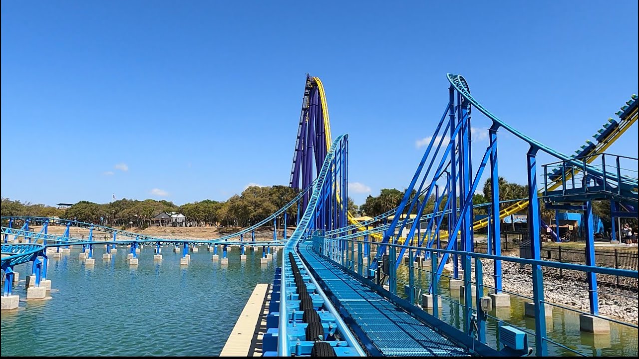 WAVE BREAKER : THE RESCUE COASTER || SEAWORLD SAN ANTONIO || 4K Front ...