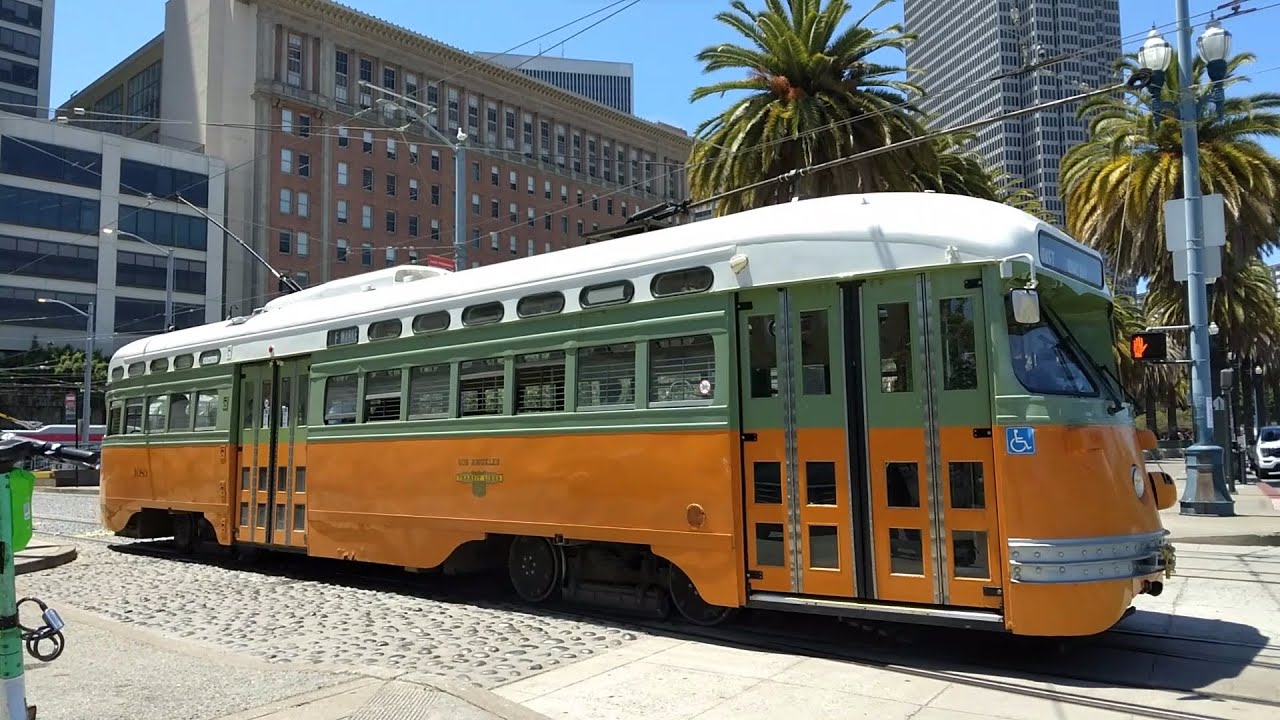 SF Muni 1946 St. Louis Car Co. PCC #1080 on Route F Market at The ...