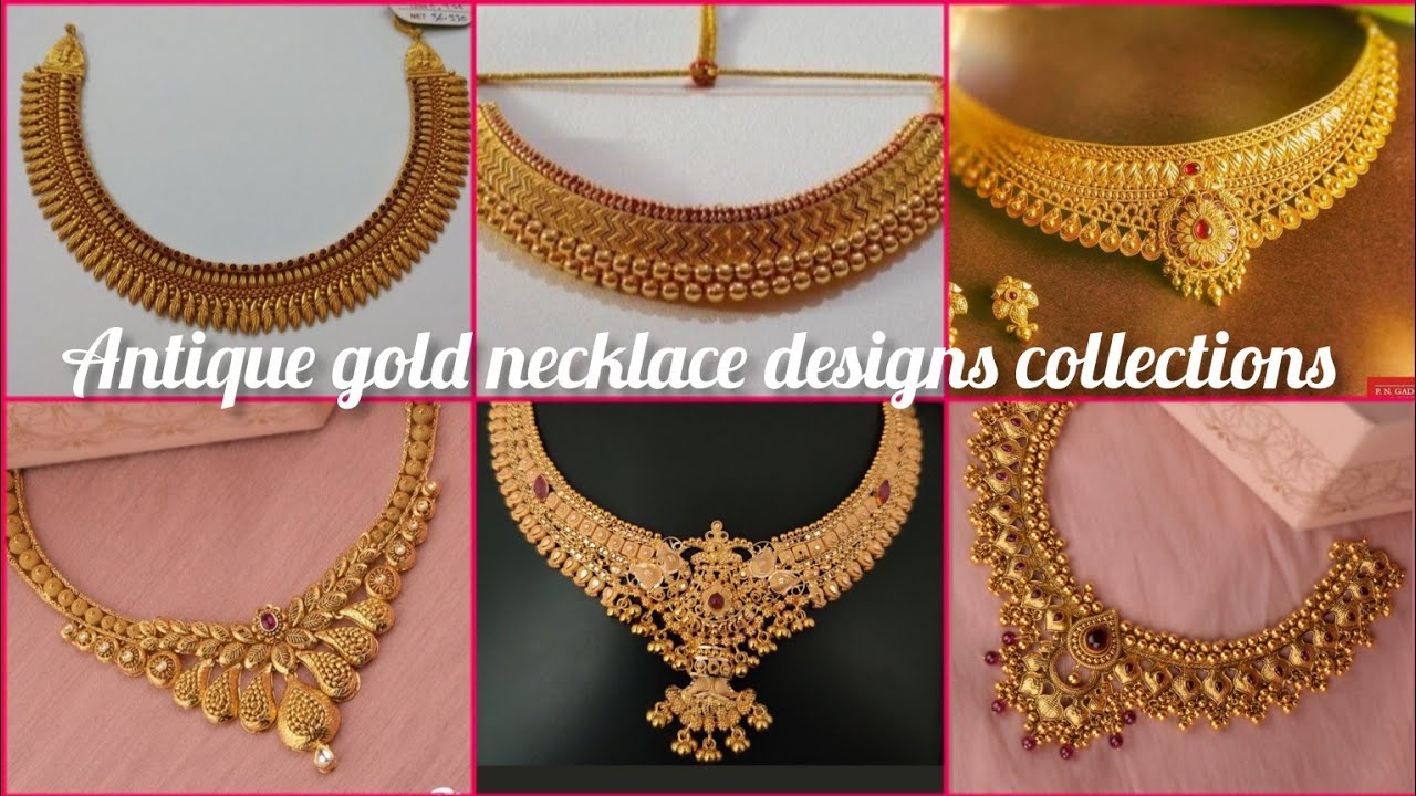 antique gold necklace designs with weight // gold necklace designs ...