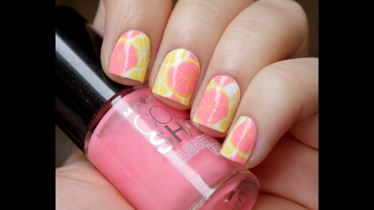 Pink Lemonade Nail Art Tutorial - YouTube