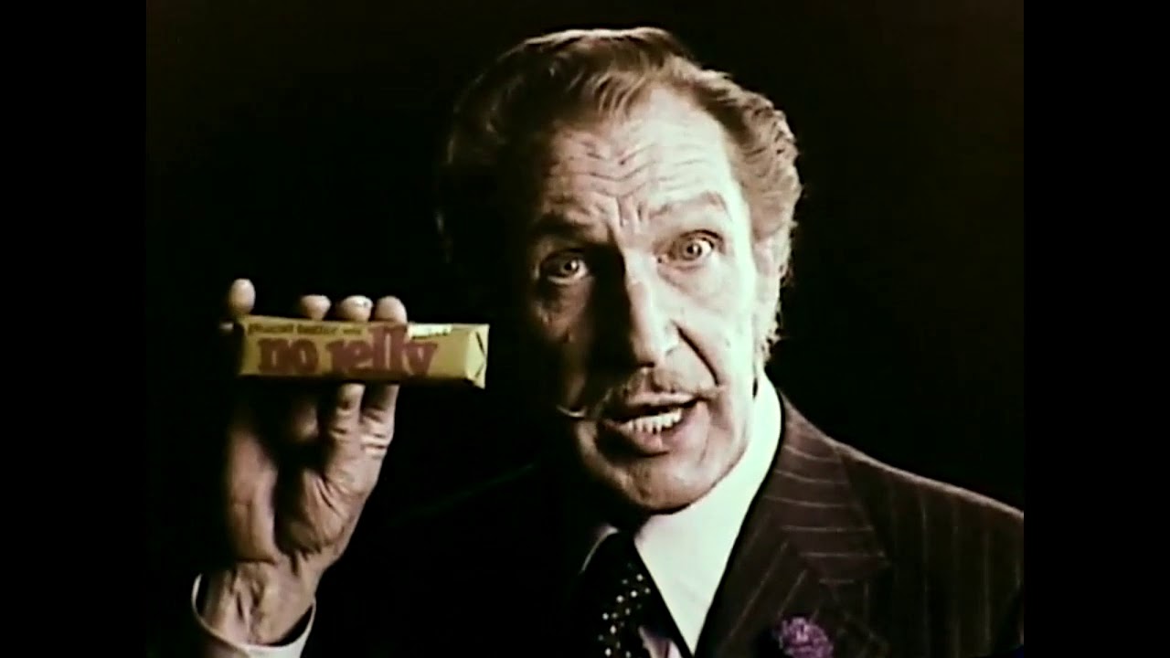'No Jelly' Candy Bar Commercial (Vincent Price, 1972) - YouTube