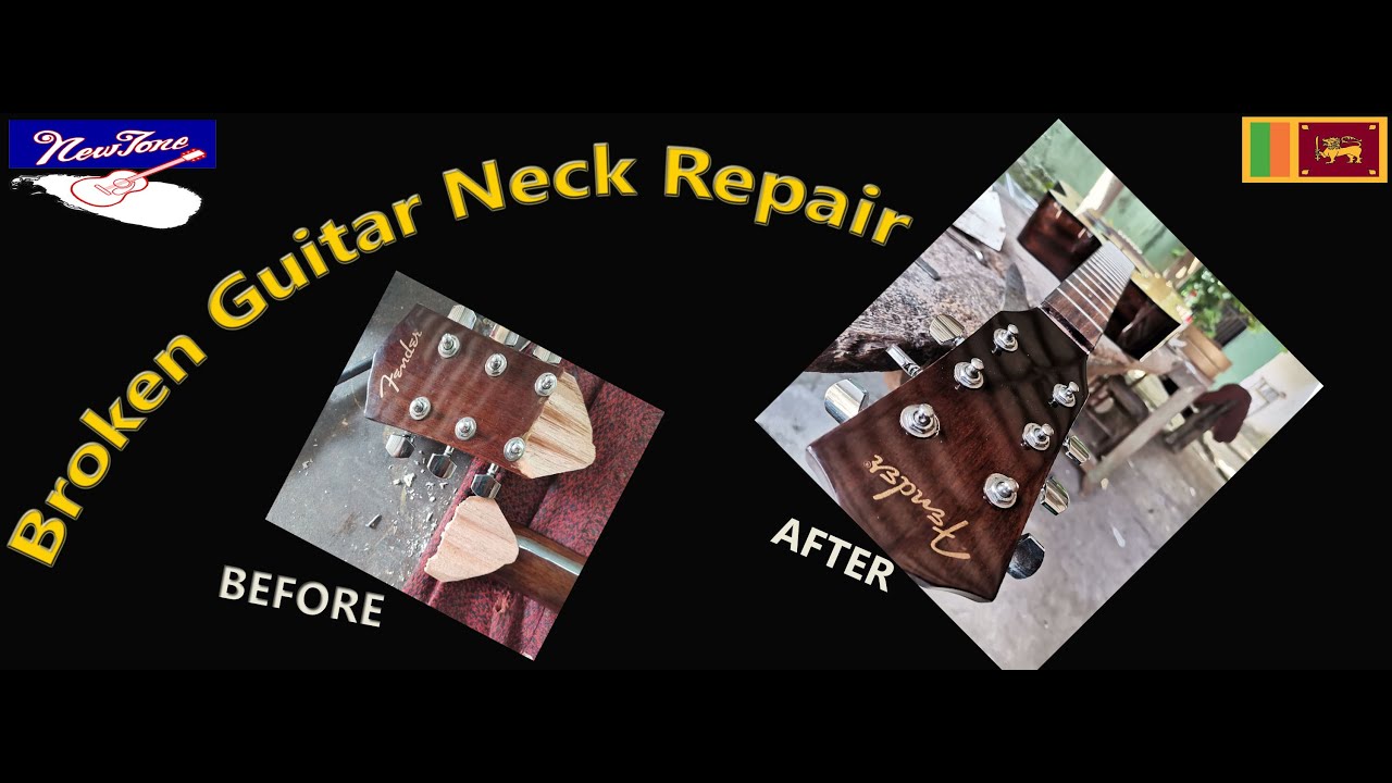 Repairing a broken Fender guitar headstock - YouTube