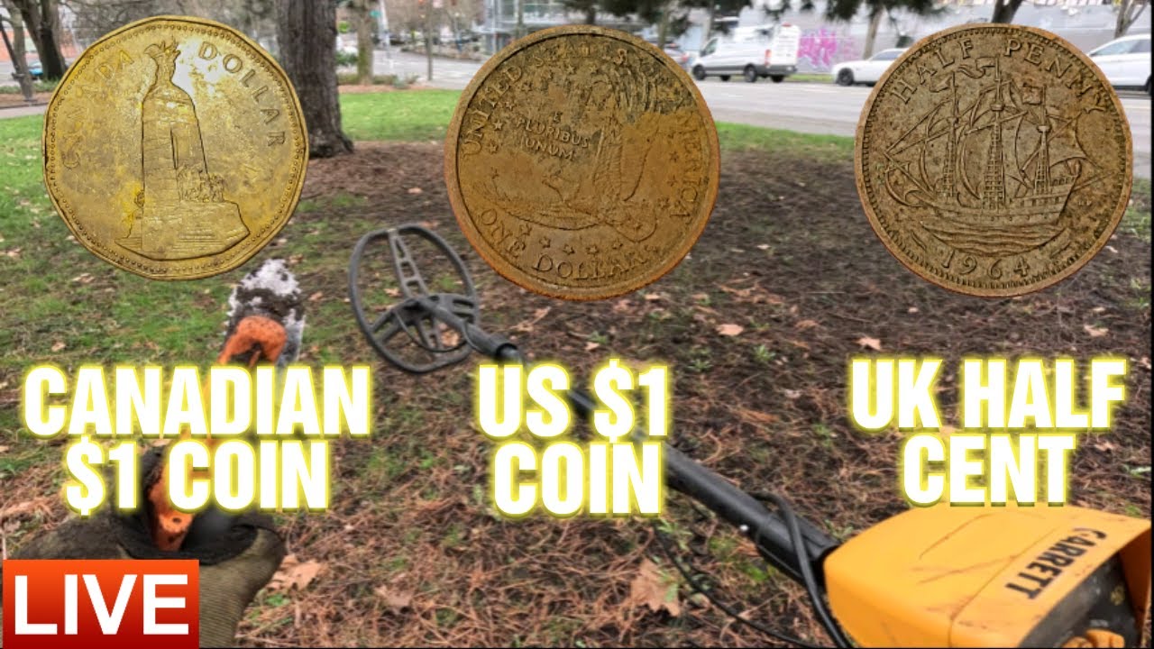 LIVE Park Metal Detecting - One Dollar Coins, Half Penny This Park Is ...