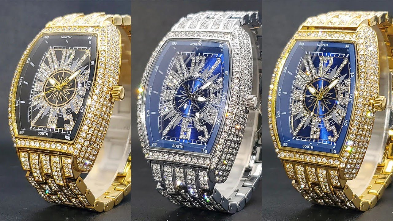 Iced Out Quartz Watch For Men Women Big Wrist Full Diamond Quartz ...