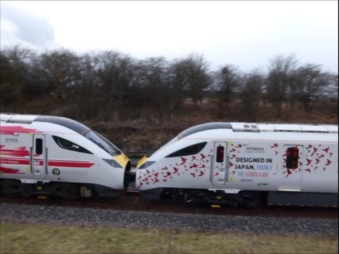 The "FIRST" U.K. Built Class 800 , 800 005 leaving Hitachi Factory 24/2 ...