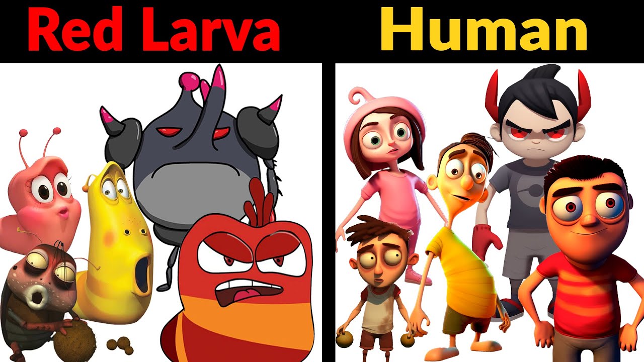 Red Larva Oi Oi Oi VS Yellow Larva Ole Ole Ole they all became people ...