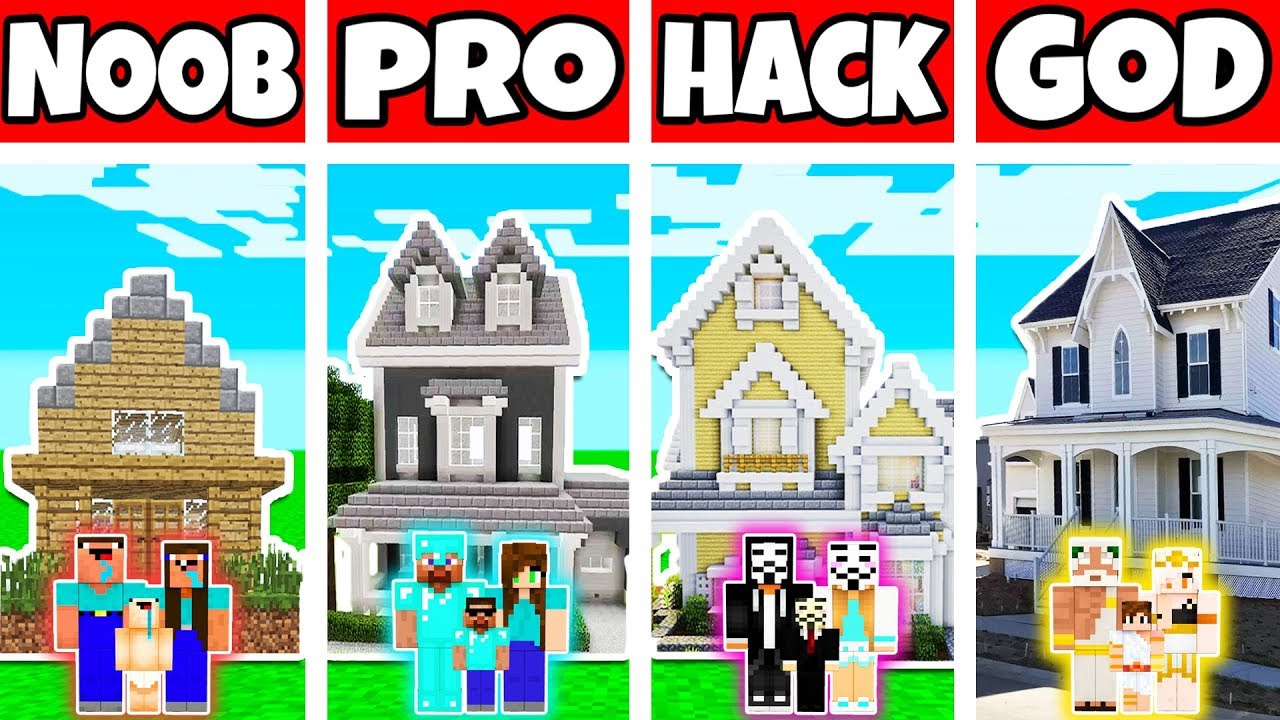 Minecraft: FAMILY LUXURY SUBURBAN HOUSE BUILD CHALLENGE - NOOB vs PRO ...