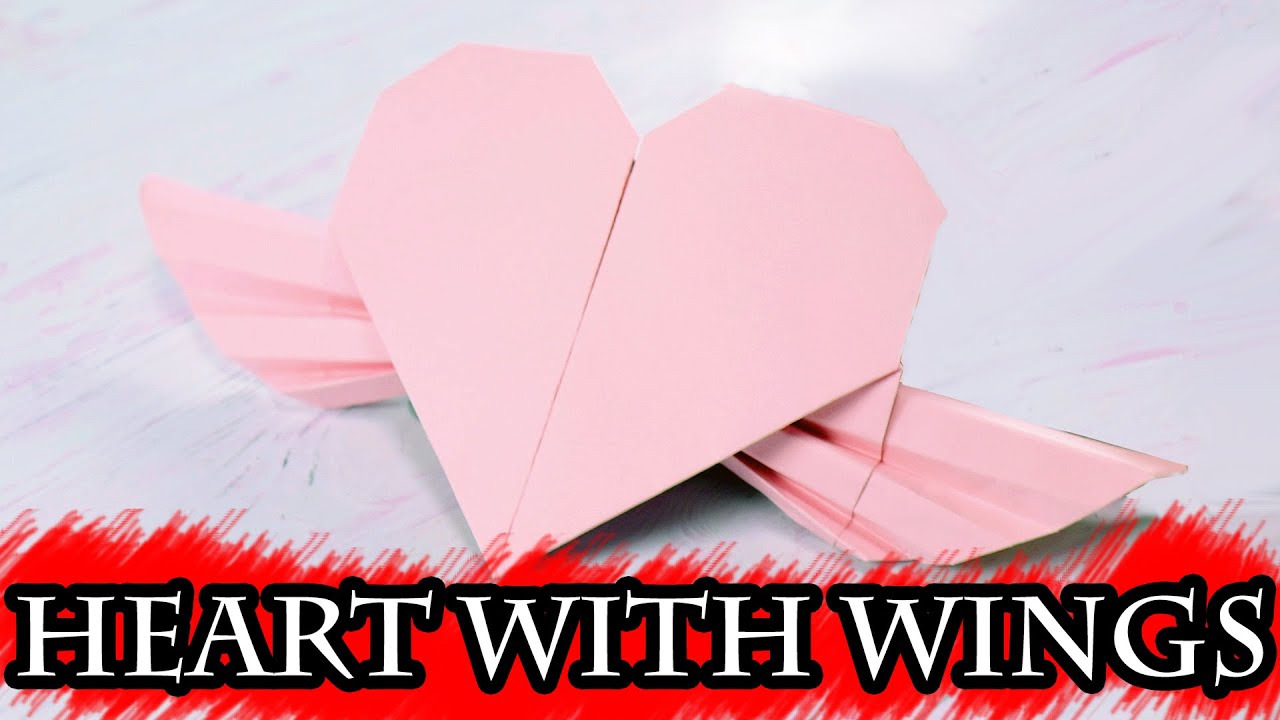 Heart with wings Origami Origami winged heart instructions How to make ...