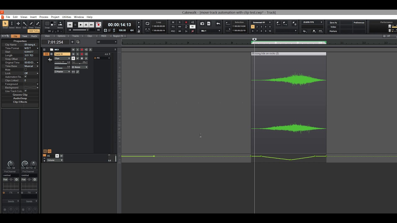 move clip with track automation - cakewalk - win 8.1 - YouTube