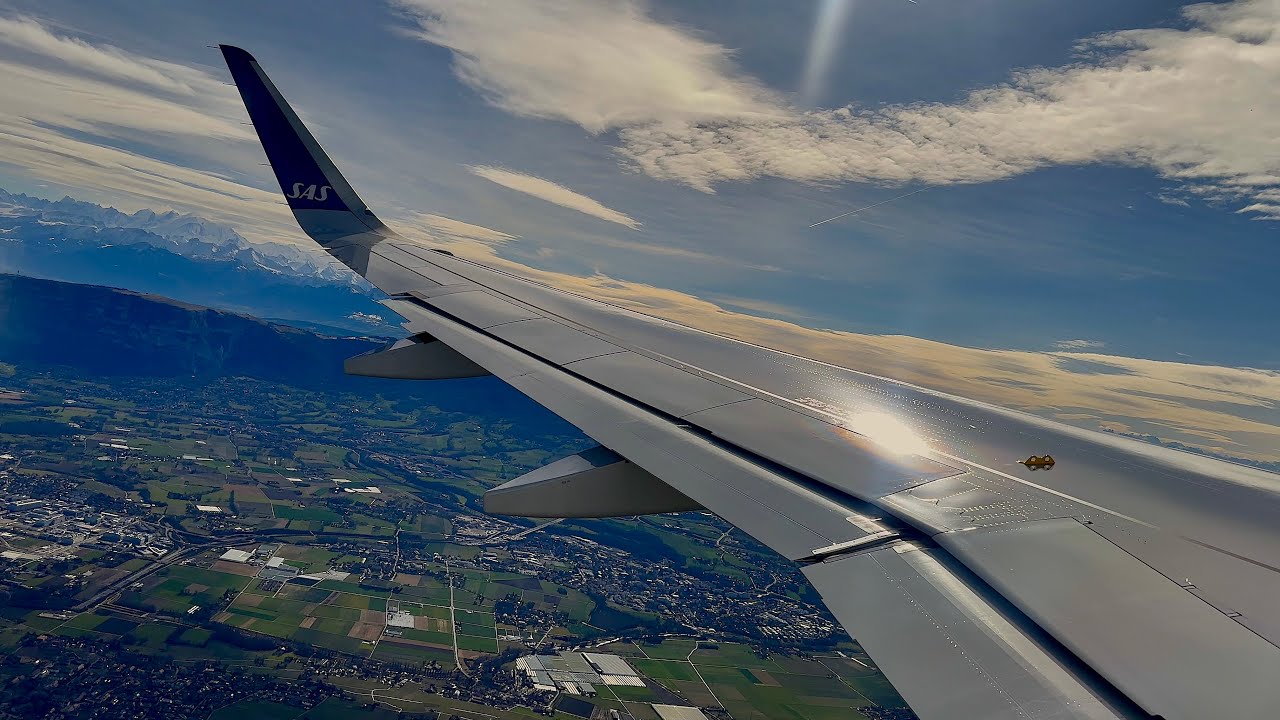 [4K] – Sunlit Geneva Takeoff – Scandinavian Airlines – Airbus A320-200N ...