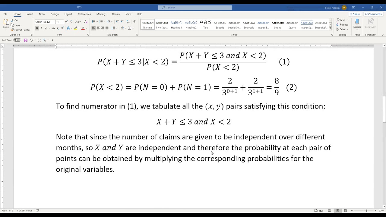 Actuarial SOA Exam P Sample Question 211 (once 273) Solution - YouTube
