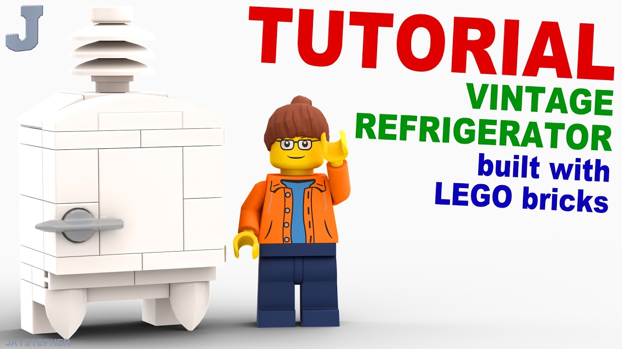 LEGO Brick Tutorial On How To Make A Vintage Refrigerator - YouTube