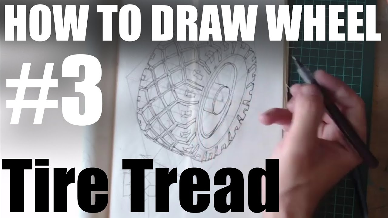 How to draw Wheel #3 How to draw tire treads. - YouTube