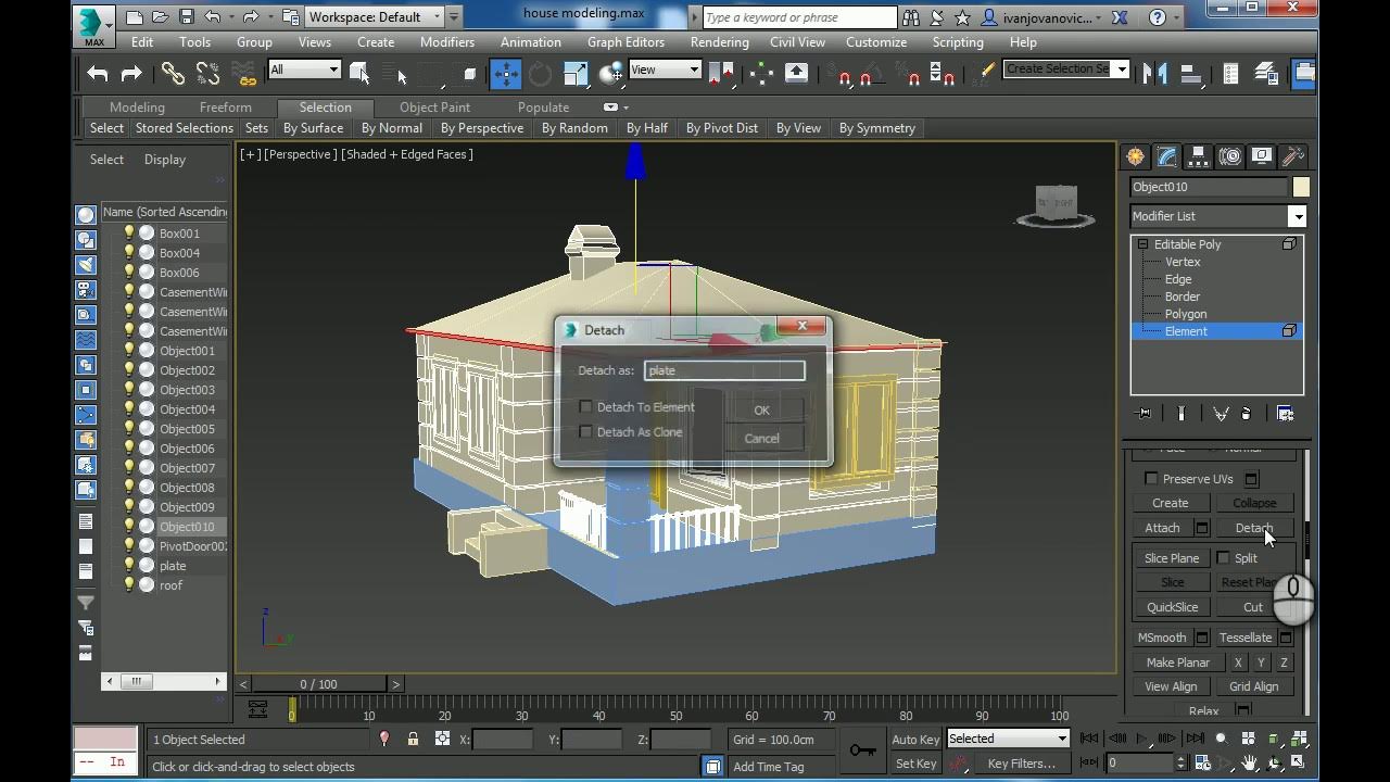 Converting object elements into separate objects in Autodesk 3ds max - YouTube