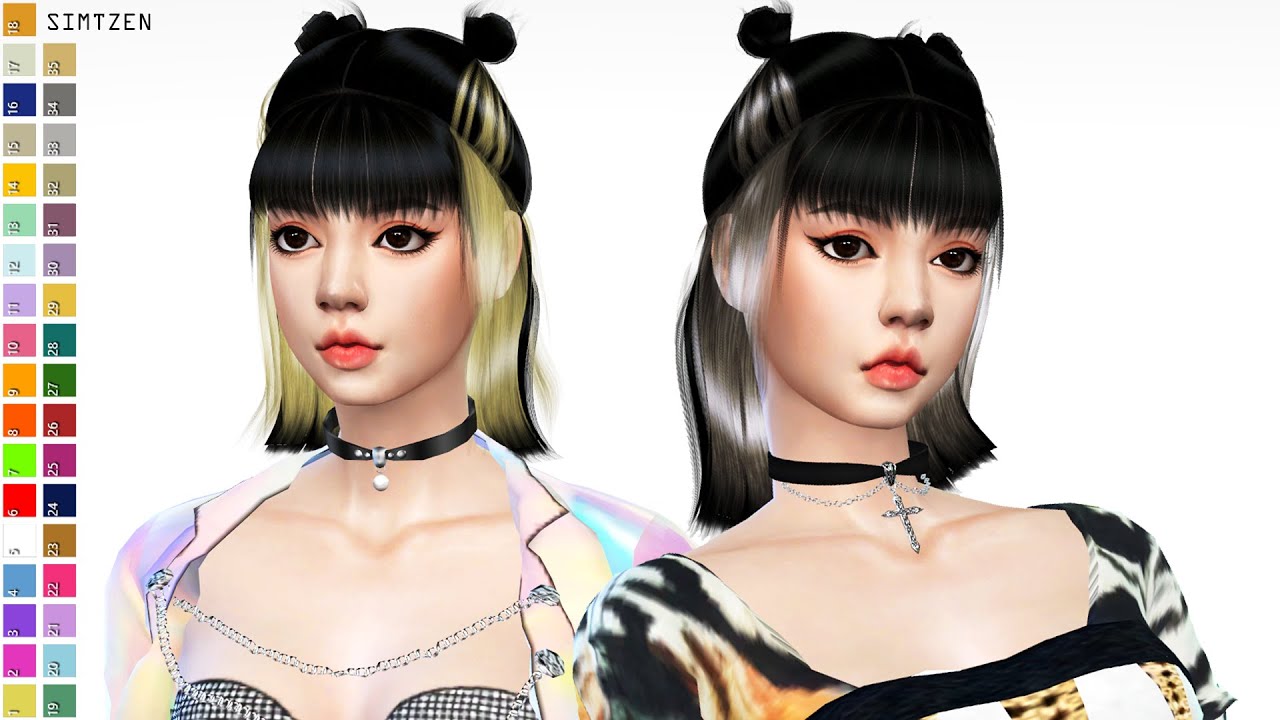 📥 Sims 4 CC : BLACKPINK Lisa ‘Pretty Savage’ Hair Swatch | 블랙핑크 리사 헤어 ...