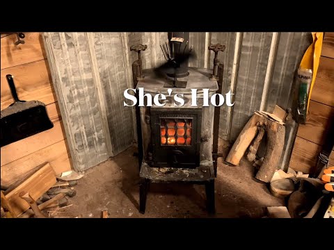 First fire in rebuilt vintage wood stove - YouTube