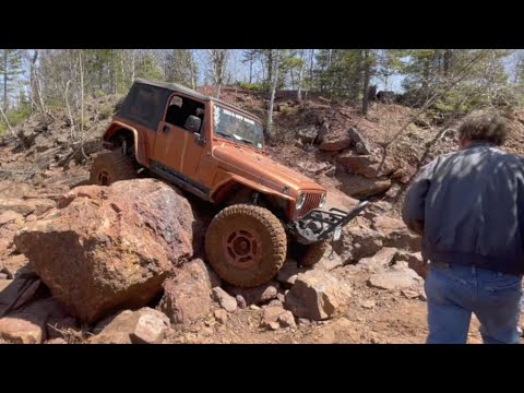 Turtled broken Jeep off road recovery for the wrecker - YouTube