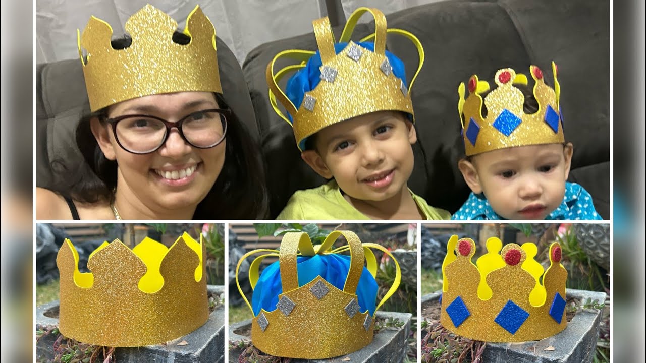 3 modelos de coroas em EVA passo a passo com molde - YouTube