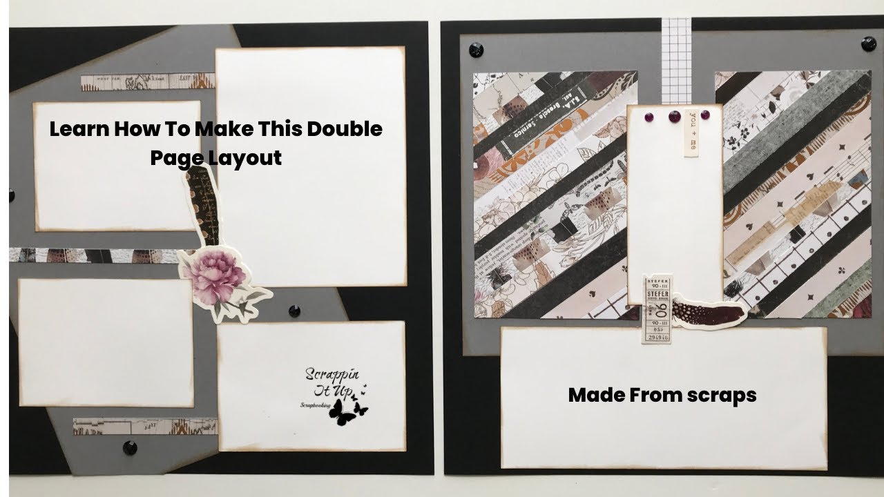 Scrapbook Double Layout Pages With Scraps || Start to Finish - YouTube