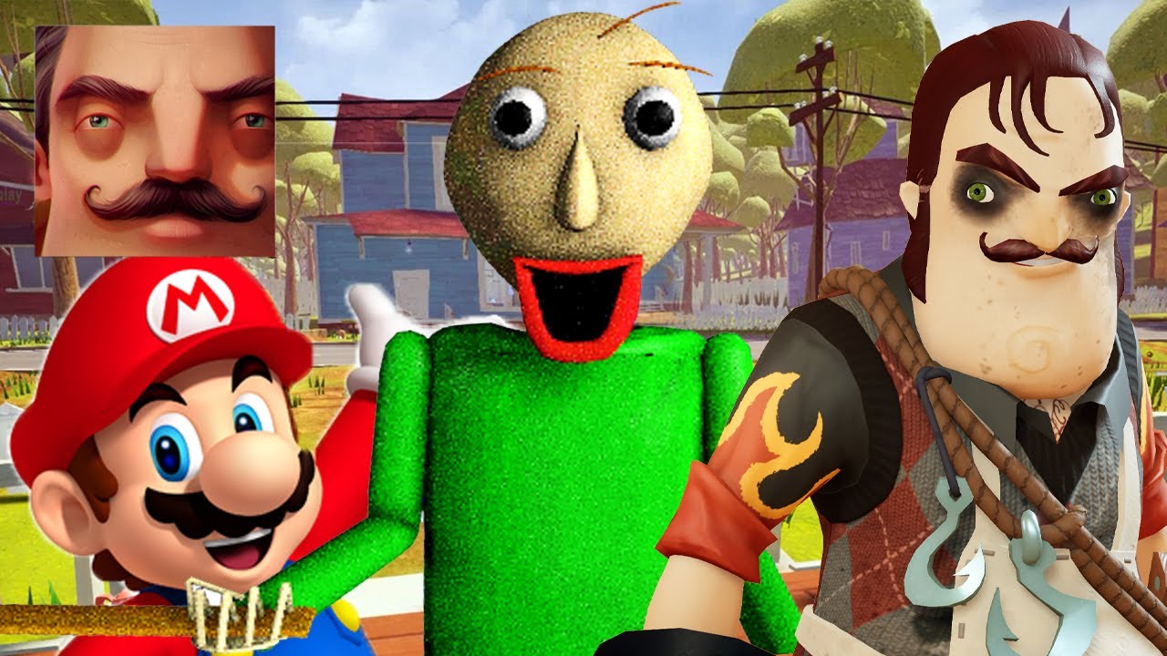 Hello Neighbor - New Secret Neighbor Mario Butcher Black Panther Baldi ...