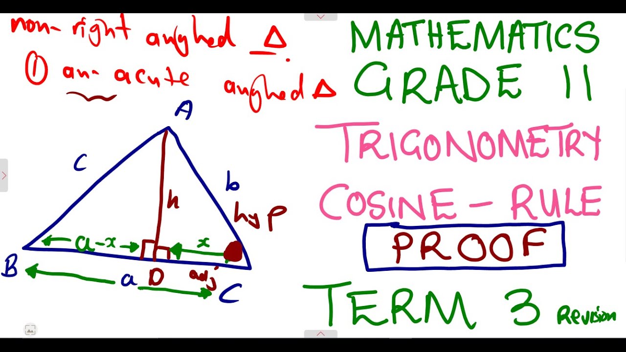 Mathematics Grade 11 Trigonometry Cosine Rule Proof ...