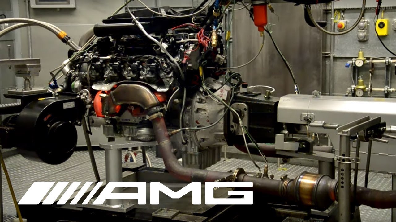 AMG 5.5-Liter V8 Biturbo on Test Bench - YouTube