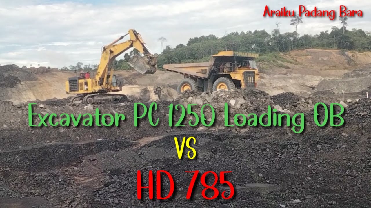 Excavator Comatsu PC 1250 loading OB VS HD 785 - YouTube