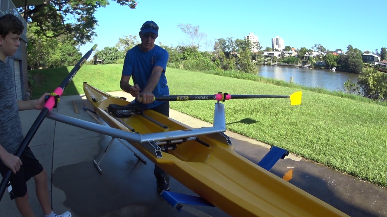 Parts of the boat and how to feather the sculling oar - YouTube