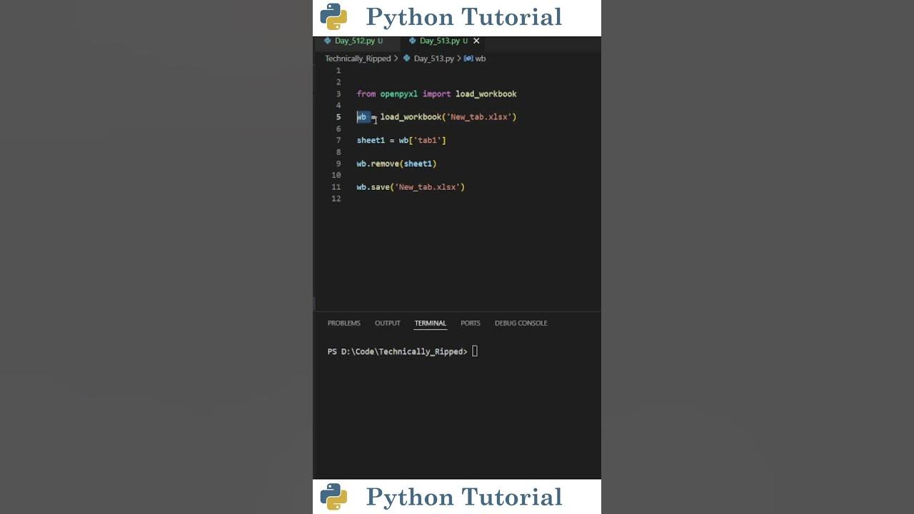 Deleting Excel Sheets With Openpyxl | Python Tutorial - YouTube