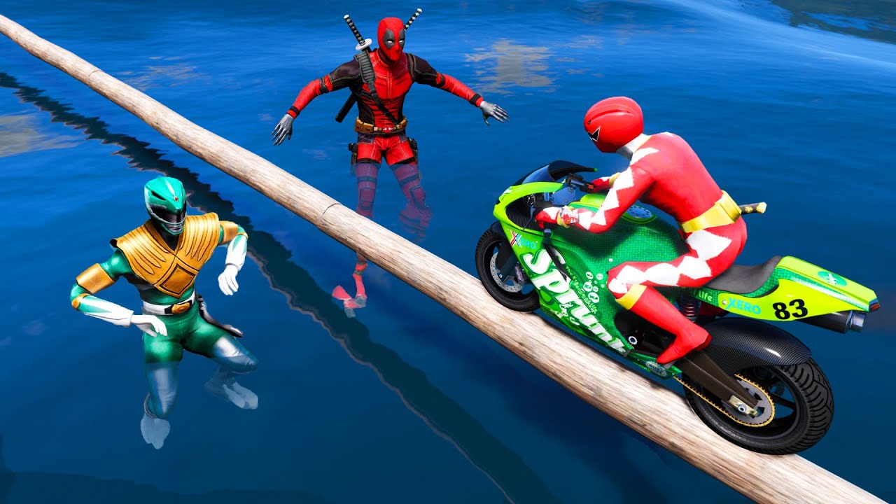 Power rangers vs X-men | All Superheroes Drive Over Pipe Parkour With ...