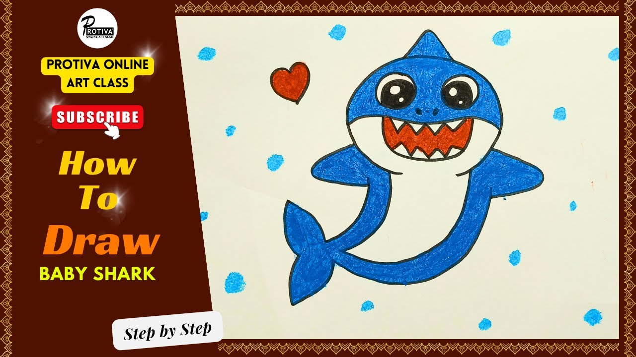 How to draw BABY SHARK step by step, EASY FOR KIDS - YouTube
