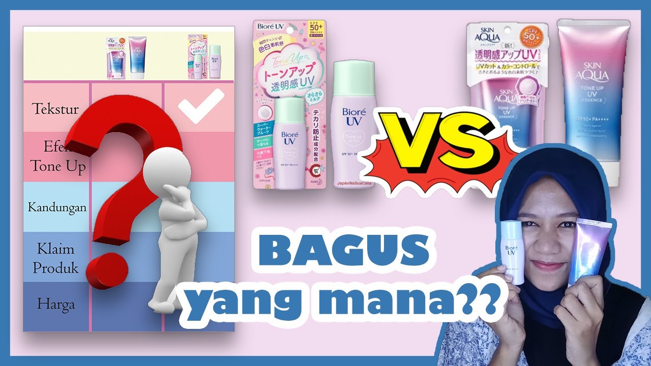 REVIEW BIORE UV TONE UP CLEAR SKIN MAKE UP SUNSCREEN VS SKIN AQUA TONE ...