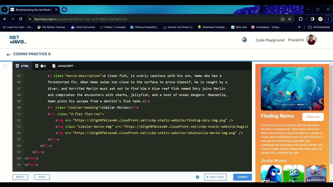 Coding Practice 8 Movie Page Html Css Bootstrap Nxtwave Youtube