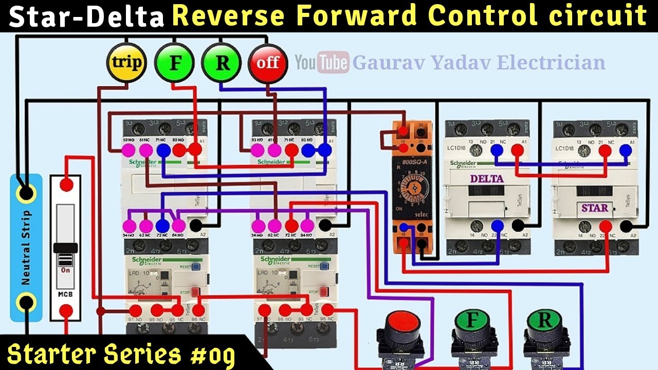 #09 Reverse Forward Star Delta Starter control circuit diagram with ...