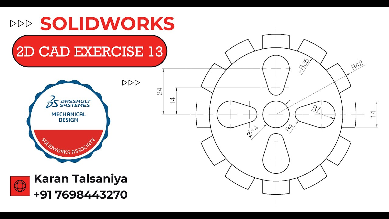 2D CAD EXERCISES 13 In SOLIDWORKS - YouTube