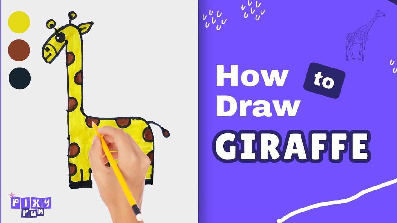 How to draw a Giraffe from the number 1 | Animal Drawing Trick ...