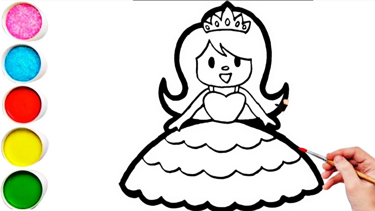 Cute Princess Drawing, Painting & Coloring For Kids and Toddlers_ Kids ...