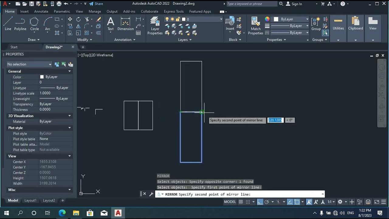 Session07 AUTOCAD2022 FILLET CHAMFER MIRROR SCALE ROTATE - YouTube