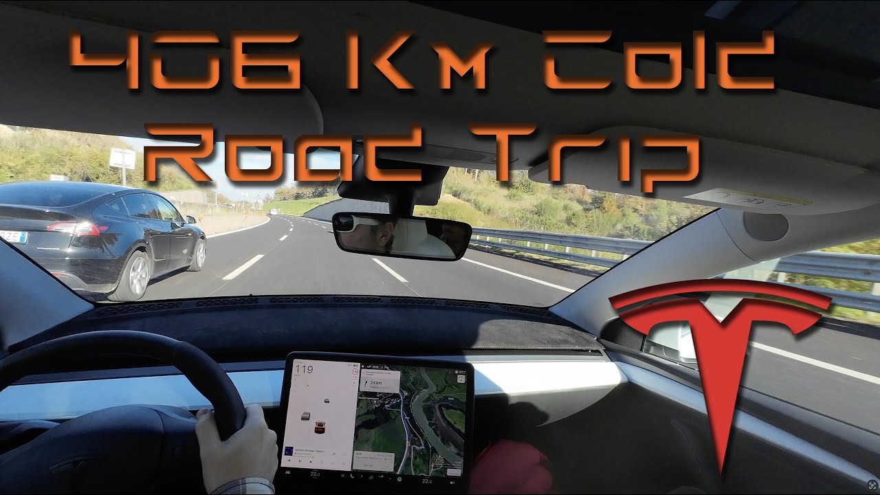 406 KM Cold Road Trip with my Tesla Model Y! - YouTube