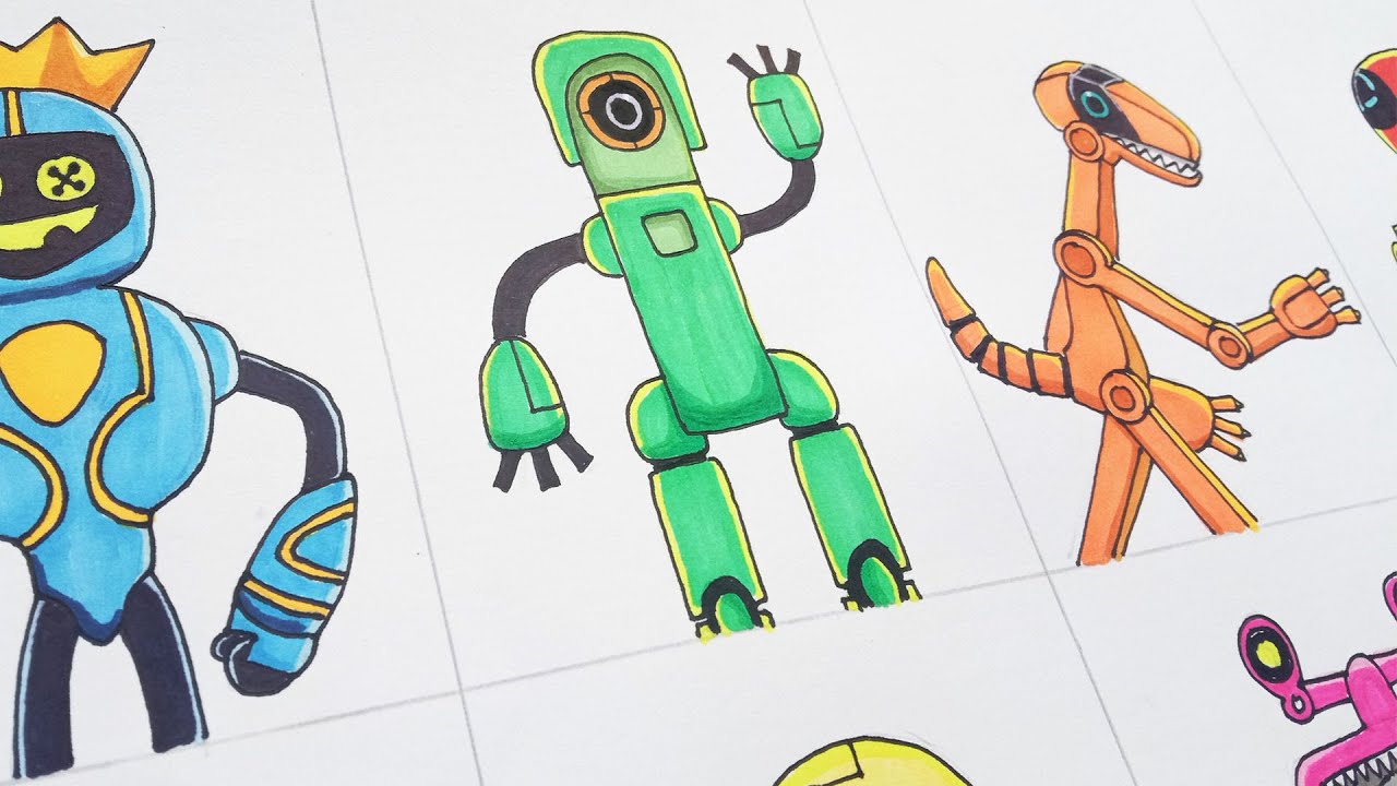 Rainbow Friends in Boogie Bot Style | Drawing and Coloring - Blue Bot ...