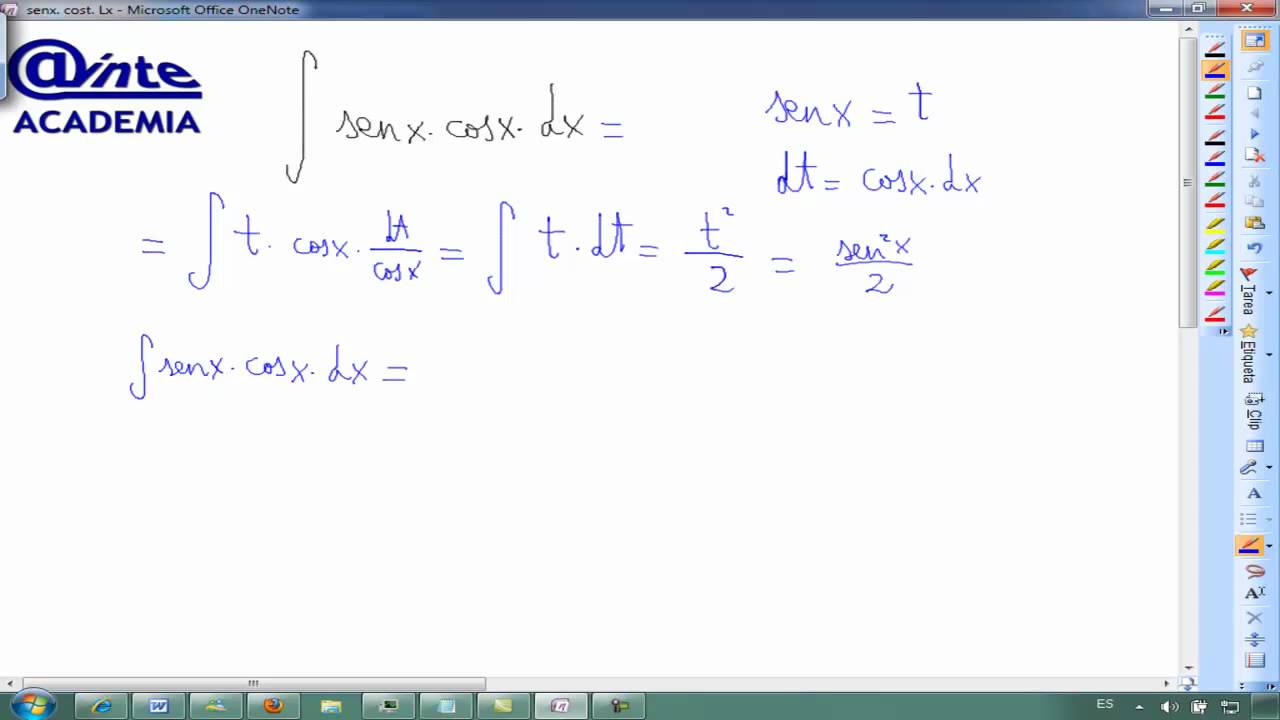 Integral seno y por partes Matematicas 2 Bachillerato AINTE - YouTube