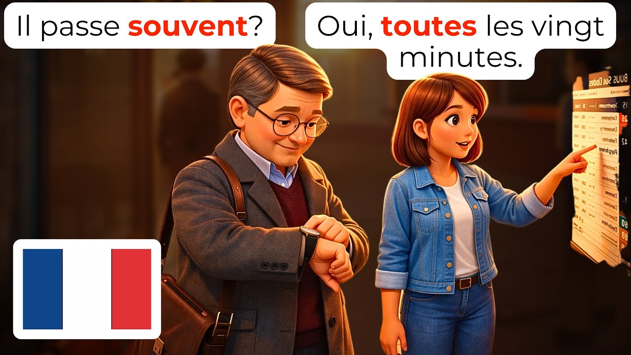 15 Daily French Conversations at the Bus Stop | Learn French Travel ...